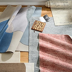 TOWN & COUNTRY LUXE Rita Ribbed Textured Hand Tufted 100% Wool Area Rug, Grey/Blue/Ivory, 8"x10"