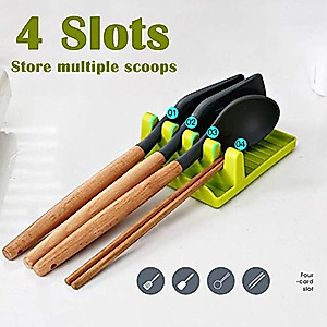 DANDIS Cooking Utensil Rest, Multiple Kitchen Fork Spoon Holders with 4 Slots and Pot Lid Holder for Kitchen Keeps Countertops Clean,White