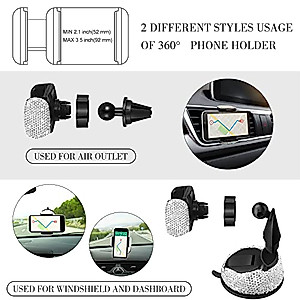 Tallew 20 Pieces Car Accessories for Women, Bling Car Accessories Set, Bling Car Phone Holder Mount, Bling Dual USB Car Charger, Car Coasters, Bling Glasses Holders (White)