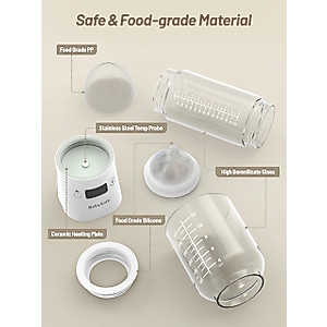 Portable Bottle Warmer for Travel, 10 in 1 Baby Bottle Warmer Set with 5 Adapters & 2 Glass Milk Cup, 100W Fast Heating Cordless Rechargeable Travel Bottle Warmer, Baby Gift Set