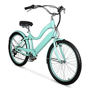 Hyper Bicycles E-Ride 26" Ladies 36V Electric Cruiser E-Bike with Pedal-Assist, 250W Motor, Turquoise