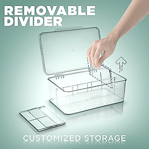 Utopia Home (3 Pack) Tea Bag Organizer - Stackable Tea Bag Storage Organizer with Clear Top Lid- Tea bag holder For Counter tops, Kitchen Cabinets, Pantry, Sweeteners (Clear)