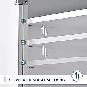 HOMCOM Traditional Buffet with Hutch, Freestanding Kitchen Pantry Storage Cabinet with Doors and Drawer, Adjustable Shelving, White