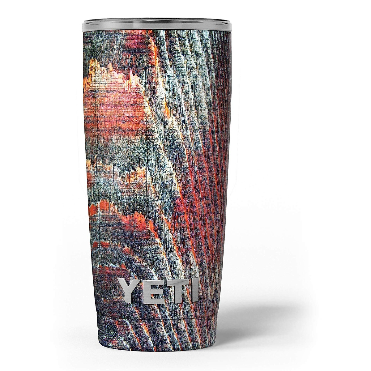 Design Skinz Grungy Orange and Teal Dyed Wood Surface - Skin Decal Vinyl Wrap Kit Compatible with The Yeti Rambler Cooler Tumbler Cups