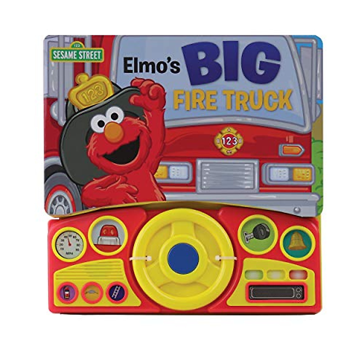 Sesame Street - Elmo's Big Fire Truck Adventure - Sound Book with Interactive Toy Steering Wheel - PI Kids (Play-A-Sound)