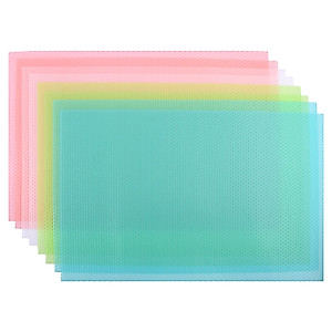 8pcs Refrigerator Liners Mats Washable, EVA Shelf Liners Waterproof Oilproof, 17.5''x11.5'' Non-Slip Fridge Liners for Glass Shelf Cupboard Kitchen Cabinet Drawer Refrigerator(4 Color Mixed)