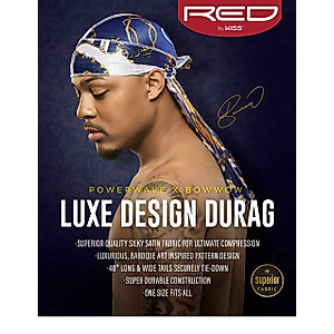 KISS RED Bow Wow Power Wave Luxe Design Durag (Black Gold)