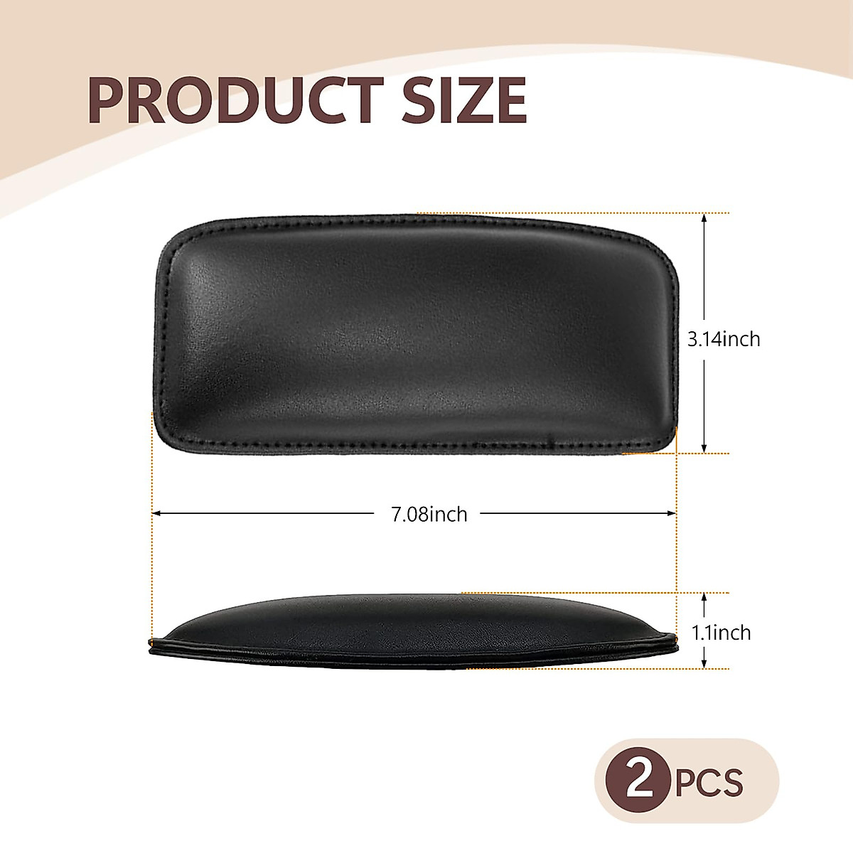 Yumfugu 2 PCS Car Knee Cushion Pads, Car Center Console Knee Leg Trim Cushions, 7.0In x 3.1In Waterproof Soft Sponge Car Frame Protective Pillows, Universal Leg Rest Pads for Trucks SUVs Cars (Black)