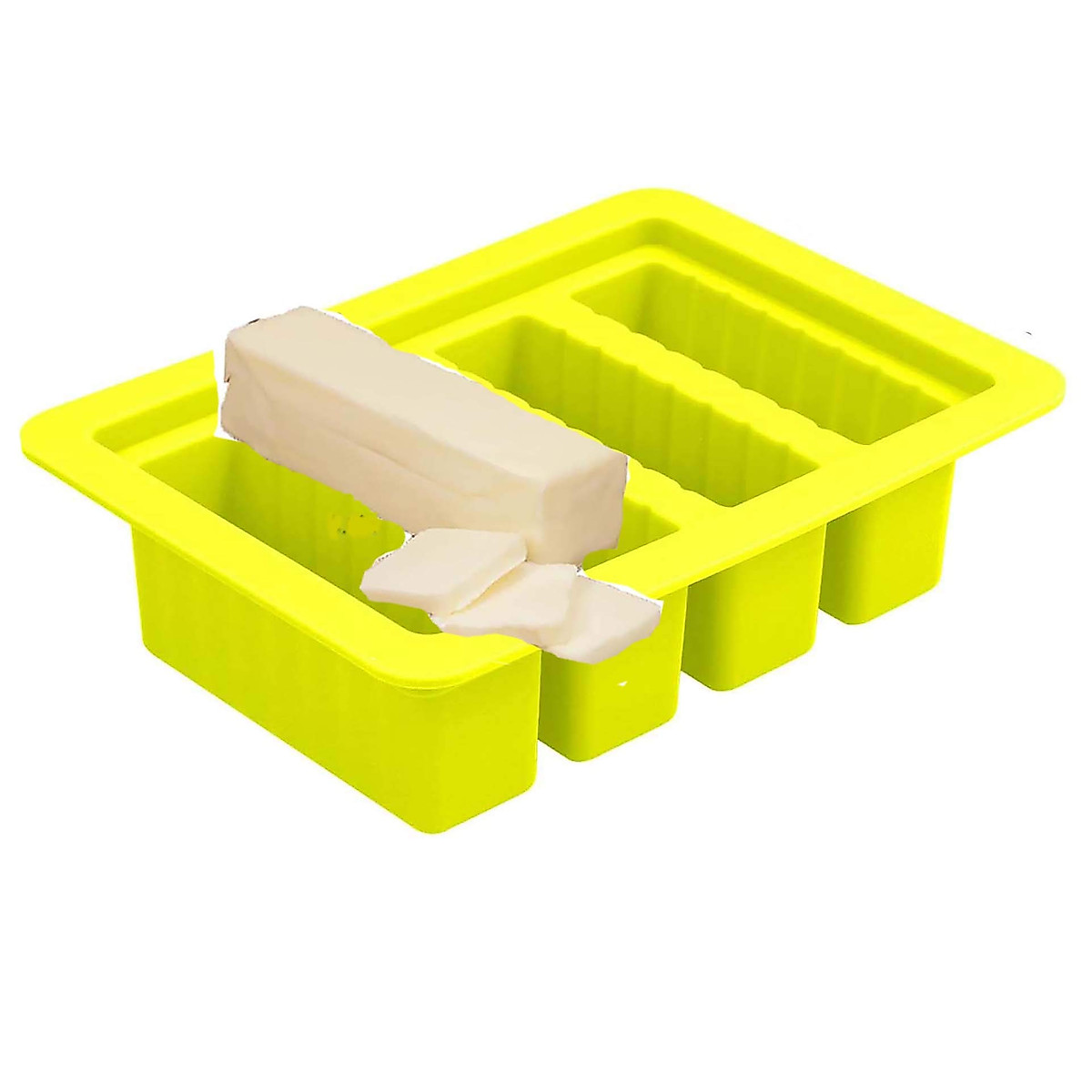 pizety butter molds Large 4 Cavities Silicone butter mold Pudding & Jello Shot Mold butter stick molds,Cheesecake, butter mold with lid Product Dimensions 7 x 5 x 2 butter mold stick (yellow)