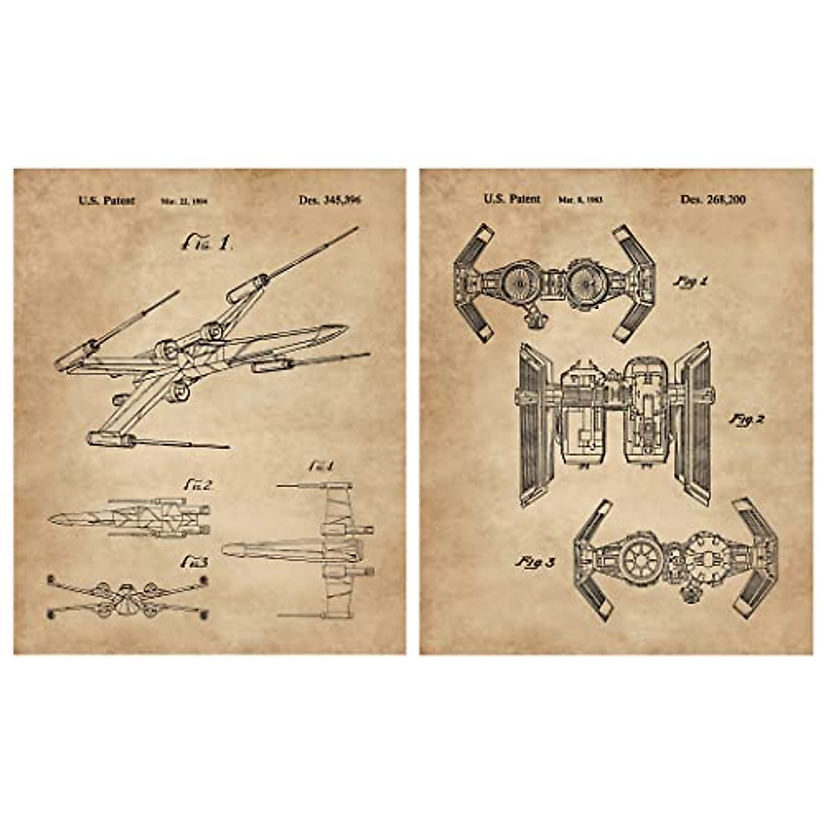 Star Vessels Gifts - Set of 8 Wall Art Prints (8x10) for Men Boys Women Bathroom Bedroom Room Decor Movie Sci Fi Wars Comic-Con Man Cave Garage Retro Reinterpreted Studio Student Decorations