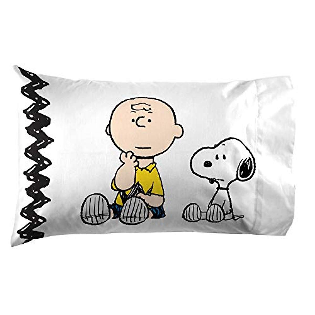 Jay Franco Peanuts Classic Pals 5 Piece Twin Bed Set - Includes Reversible Comforter & Sheet Set - Bedding Features Snoopy & Charlie Brown - Super Soft Fade Resistant Microfiber