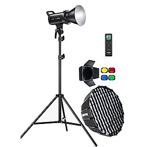 Godox SL100D SL-100D 100W 5600K White Version LCD Panel LED Video Light Continuous Output Bowens Mount Studio Light with P60 Quick Installation Soft Box,Carrying Bag, Light Stand (SL100BI KIT)