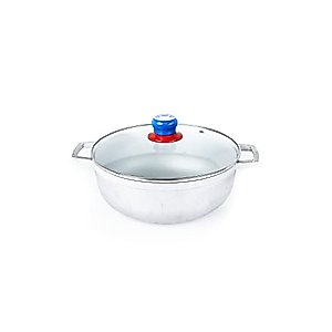 IMUSA USA LIMITED EDITION Puerto Rico"Boricua" themed Caldero 3.7Qt with Glass Lid & Unique Knob,Silver,GAU-80139