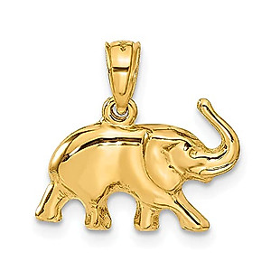 IceCarats 14K Yellow Gold Elephant Necklace Charm Pendant 18mm x 17mm Only