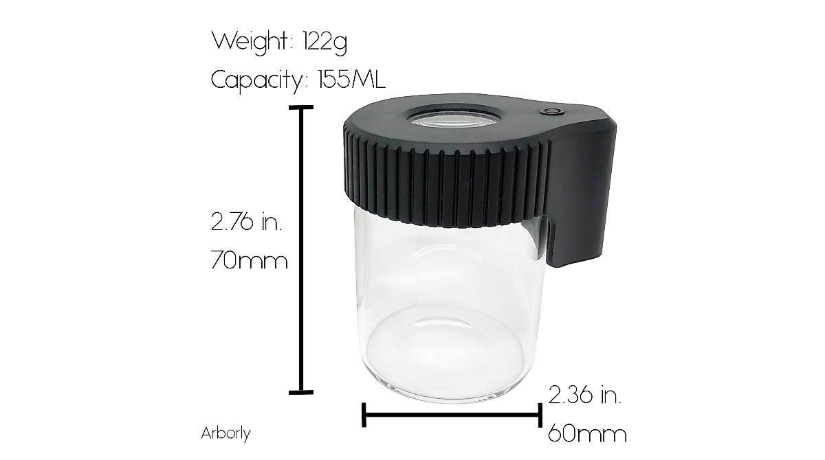 LED Storage Jar with Magnifying Glass - Discreet & Rechargeable