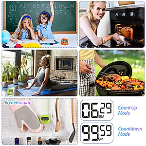 24 Packs Small Digital Kitchen Timer Magnetic Back and Switch Minute Second Count up Countdown Big LCD Display Loud Alarm for Teacher Cooking Baking Kids
