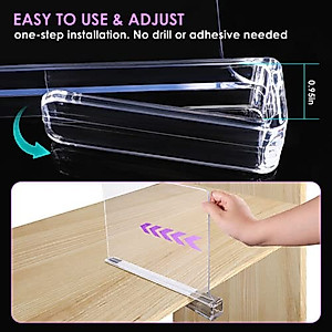 Milian Designs Acrylic Shelf Dividers Clear Shelf Separators for Closets, Cabinets, Bedroom, Kitchen, Office 6 pcs Organizer to Organize Clothes Closet Shelves, Wardrobe Storage
