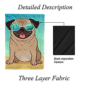 Pug Dog Welcome Garden Flag, Summer Beach Double Sided Vertical Small Yard Flags for Outdoor Lawn Decorations 12x18"