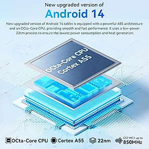 HiGrace Tablet 10 inch, Android 14 Go Octa core Tablet with 10GB+128GB/1 TB Expansion, WiFi 6G, 5MP+8MP Camera, 5000mAh, Split-Screen, Widevine L1, 10 inch Tablet PC - Black