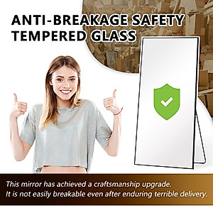 Dolonm 71x28 Inch Full Length Mirror, Modern Design Standing Floor Mirror, Full Body Mirror for Living Room, Bedroom, Bathroom, Cloakroom, Hallway, Black(Aluminum Alloy Frame)