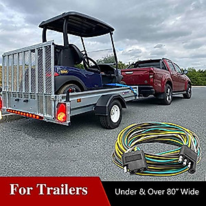 Trailer Wiring Harness Kit, LIMICAR Trailer Wire, 25ft Trailer Wiring Harness with 4 Flat Extension Connector, 4 Pin Wishbond Trailer Harness for Utility Boat Trailer Light Kit