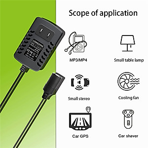 12V Power Supply AC to DC Converter Wall Plug to Car Cigarette Lighter Power Adapter, 110V-240V to 12V Current 2A Max Power 24W Max for Car Shaver Camera Speaker Echo at Home and Hotel, etc