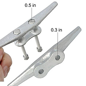 VEITHI Dock Cleats 6 inch with Fastener,Hot Dipped Galvanized Cast Iron Boat Cleat Dock Boat Cleats, Rope Cleat Boat Dock Cleats Ideal for Dock, Decks, Piers for Tying up Boats,Marine Decor (4 Pack)