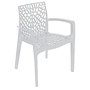 Green Boheme Gruvyer Indoor Outdoor Armchairs 4 Chairs, White, Patio, Dining, Pool, Garden, Stacking, Never Rusts, Italian