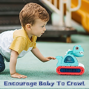 COVTOY Baby Toys for 1 Year Old Boy Girl, Musical Dinosaur Car Crawling Developmental Toys with Sounds and Lights, Ideal Gifts for Babies 6 to 12-18 Months