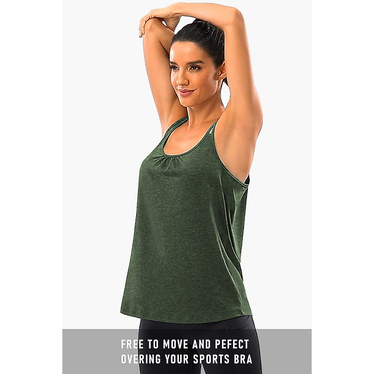 Hibelle Green Tank Top for Women, 2022 Summer Fashion Workout Shirts Loose Fit Sleeveless Tops Racerback Exercise Gym Clohtes Funny Light Weight Cool Tunic Tshirts Leggings Small