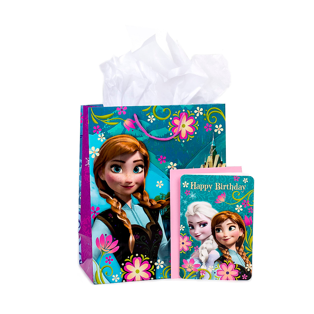 Hallmark 13" Large Frozen Gift Bag with Birthday Card and Tissue Paper (Anna and Elsa)