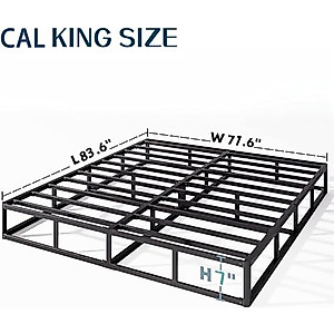 EZBeds California King Box Spring, 7 inch Metal California King Box Spring Only, Mattress Foundation Cali-King Box Spring with Fabric Cover, Easy Assembly, Noise Free, Non Slip