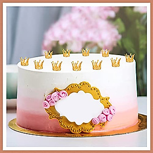12 Pieces Crown Cake Topper Mini Baby Crown Tiny Queen Crown Small Princess Headpiece Cake Decoration for Women Lady Girl Bridal Wedding Royal Themed Baby Shower Decor Birthday Party(Gold,12 Pieces)