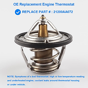 Engine Thermostat with Gasket Replace 21200AA072 Compatible with Subaru - 1998-2013 Forester, 1993-2014 Impreza WRX STI, 1990-2019 Legacy, 2000-2019 Outback, 2008-2014 Tribeca, 2015-2020 WRX STI, More
