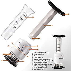 Meat Tenderizer/Sauces Injector/Tenderizer Injector/Meat Injector/Needle 30 Stainless Steel(3 Injection Needle Pinhole) Marinade Flavor Syringe ,Ultra Sharp Stainless Steel Blades - Apriller