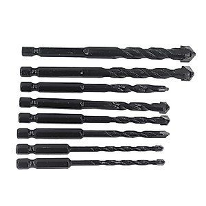 8Pcs Masonry Drill Bit Cemented Hex Drill Bit Drill Bit Carbide 6.35mm Hex Shank Black Set Kit for Tile Concrete