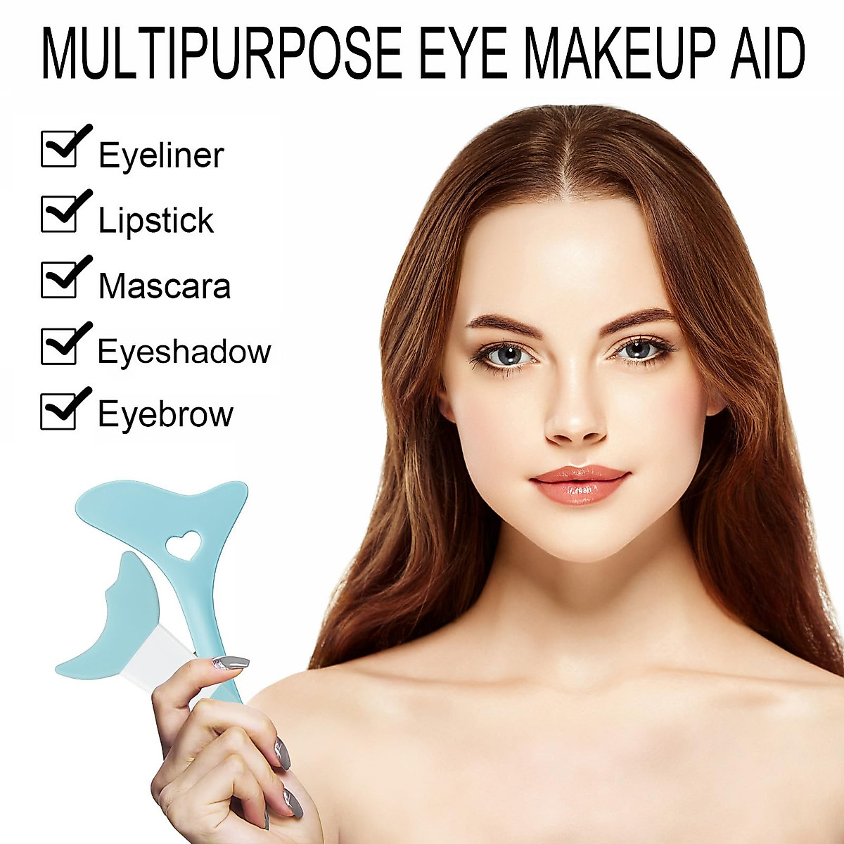 SUMEITANG Eyeliner Stencils 2Pcs Reusable Silicone Eyeliner Aid Mascara Shield Multifunctional Makeup Stencil for Beginners Eyeliner Eyelash Eyeshadow Lipstick Applicator Guide Tool Easy to Use-Blue