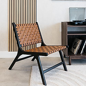 Signature Design by Ashley Fayme Mid Century Modern Leather Accent Chair, Brown & Black