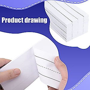600 Sheets Sentence Strips Ruled for Teachers Name Writing Strips Adhesive Lined Word Strips Classroom Supplies Dry Erase Sentence Strips for School Office Supplies, 3 x 12 Inch, 6 Pack (White)