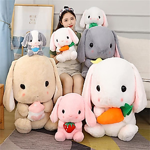 MSGKV Bunny Plush Bunny Stuffed Animals Lop Eared Rabbit Cute Stuffed Bunny Pillow Gift for Women Kids Girls on Christmas Birthday Thanksgiving, 8.6in/22cm Feeding Bottle Bunny