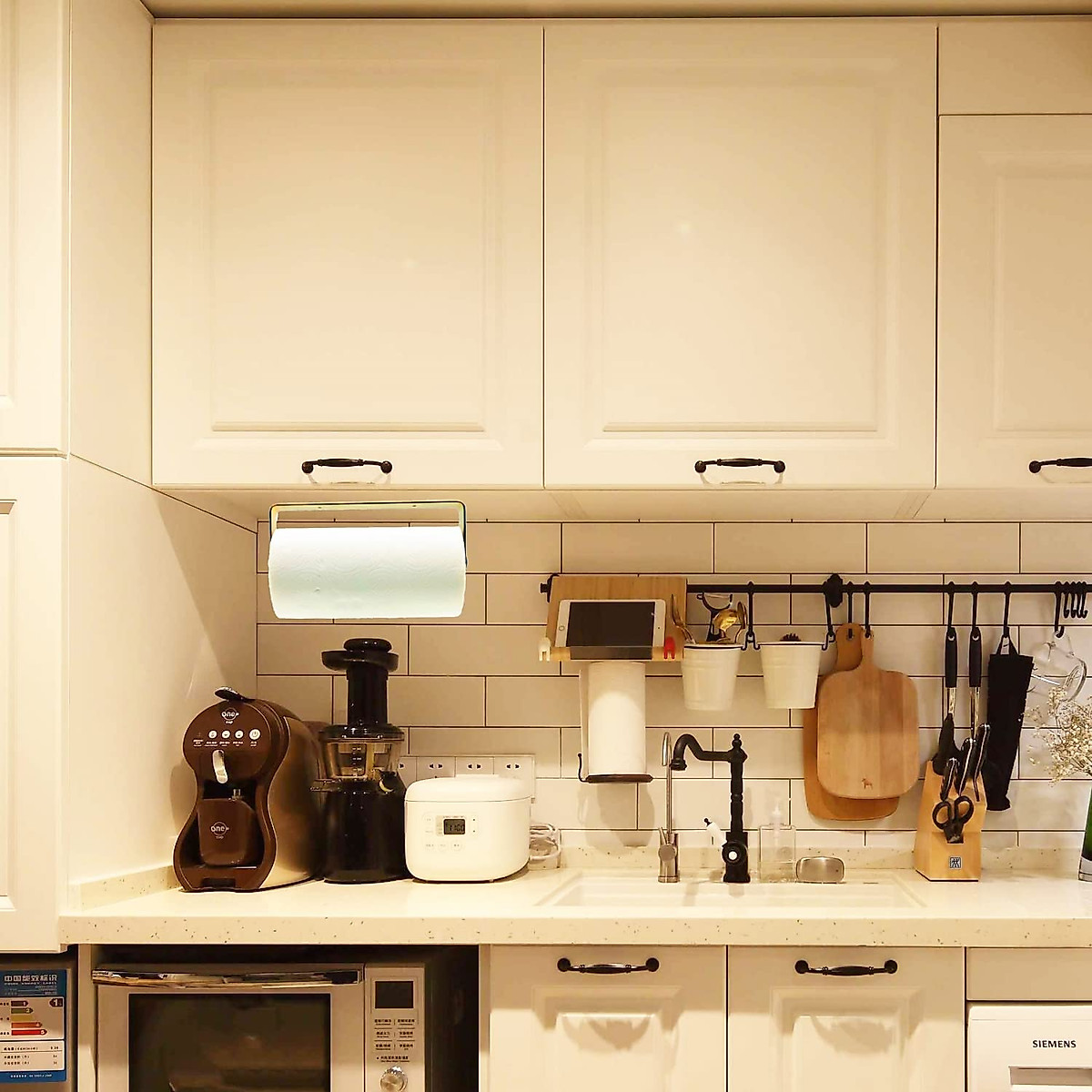 TeenGo Paper Towel Holder Under Cabinet, Self Adhesive & Wall Mount Paper Towel Holder No Drilling Adhesives Paper Towel Holder for Kitchen(Golden)