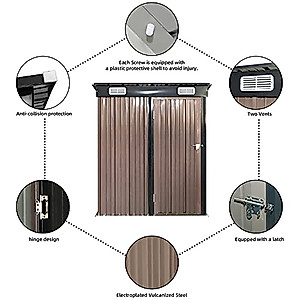 GRAVFORCE 5' x 3' Outdoor Metal Storage Shed, Outdoor Shed, Galvanized Steel Garden Shed with Single Lockable Door, Tool Storage Shed for Backyard, Patio, Lawn (Dark Grey)