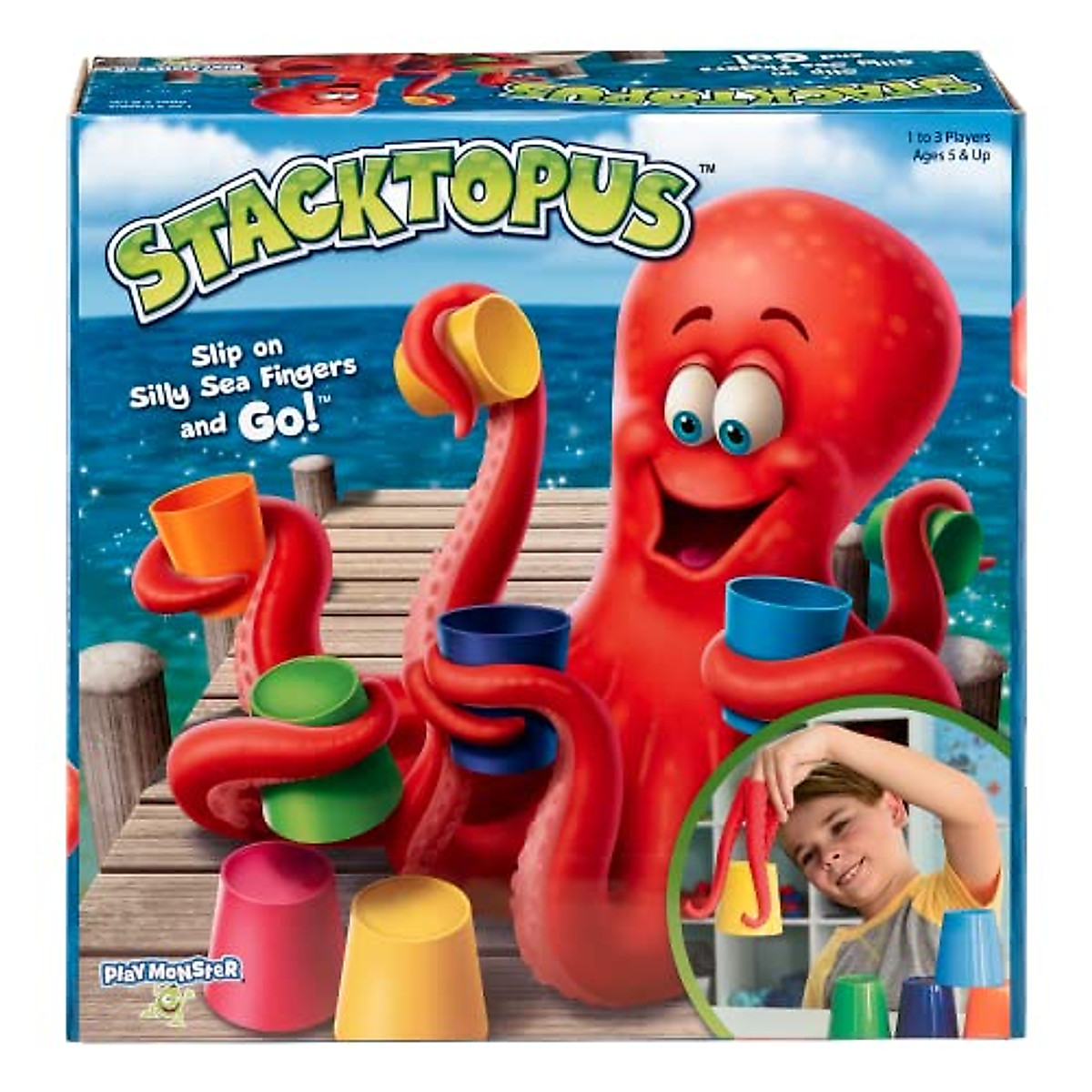 Stacktopus Kids' Game -- Use Silly Sea Fingers to Stack Cups -- Ages 5+