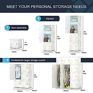 JYYG Wardrobe006 Portable Wardrobe Closets, 42"x14"x56", White