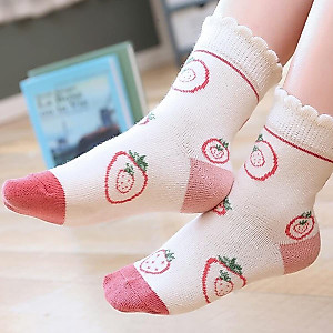 FZBNSRKO 5 Pairs Ruffle Frilly Crew Socks Little Girls Princess Cotton Socks for 1-3 Year Old Children's Socks Baby Toddler Girls(Purple Flower)