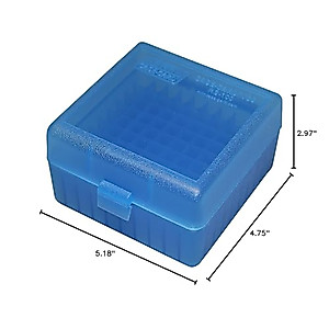 MTM 100 Round Rifle Ammo Box 17, 204, 223, 5.56x45, 6x47, Clear Blue