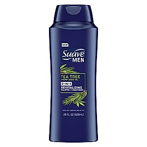 Suave Men 2 in 1 Refreshing Shampoo and Conditioner Tea Tree Hemp Seed To Revitalize and Refresh Hair 28 oz