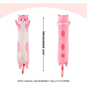 Yeqivo Long Cat Plush Pillow Soft Cat Body Pillow, Long Cat Stuffed Animal Cotton Kitten Sleeping Throw Pillow Gift for Kids Girlfriend(50CM,Pink)
