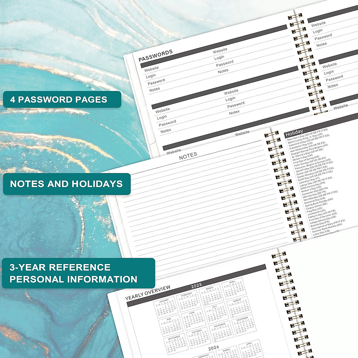 2025-2027 Monthly Planner/Calendar - Jul. 2025 - Jun. 2027, 9" x 11", 2025-2027 Calendar Spiral Bound, 2 Year Monthly Planner with Tabs