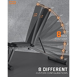 Lusper Adjustable Weight Bench Foldable - 600 Lb Stable Workout Bench, 5 Sec Fast Folding Multi-Purpose for Full Body Workout